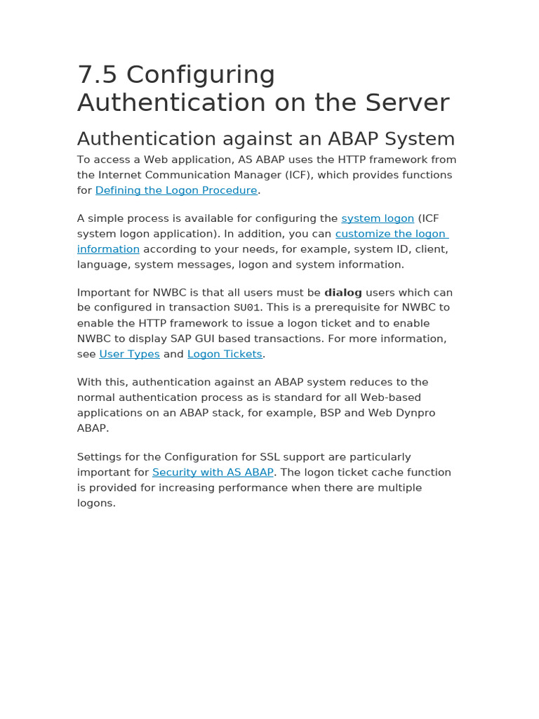 7.5 Configuring Authentication on the Server | PDF