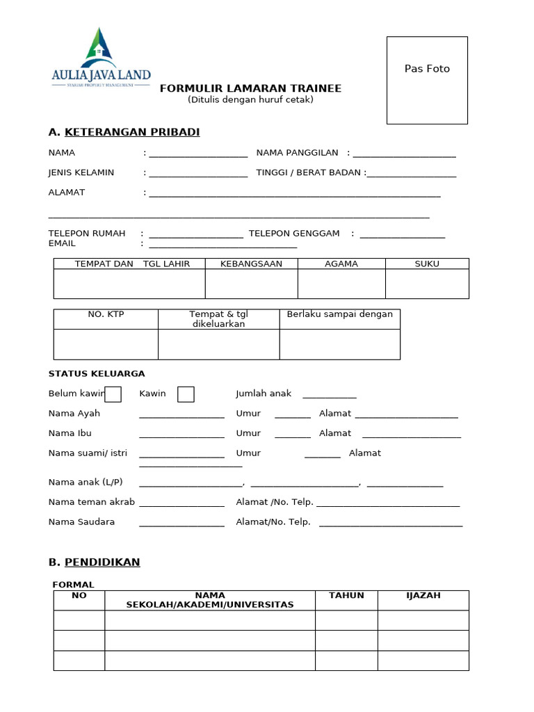 F17_Application Form Trainee | PDF