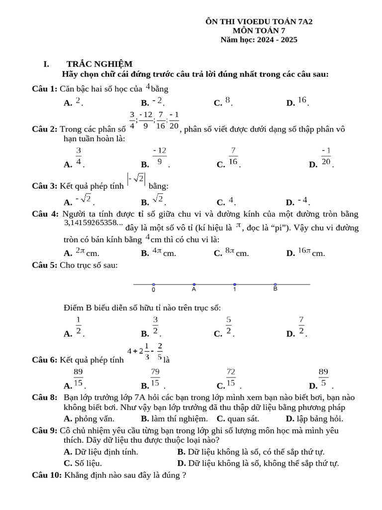 Vioedu - Toán 7a2 | PDF