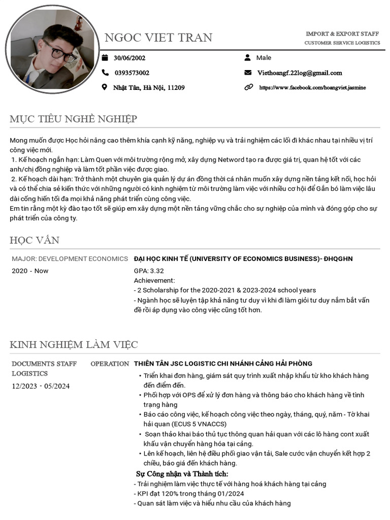 CV NGOC VIET TRAN - Hoangviet.resume Template-TopCV.vn-4 | PDF