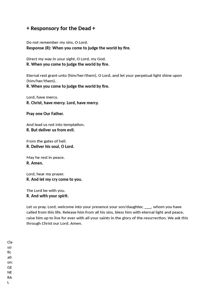 Responsory For The Dead | PDF