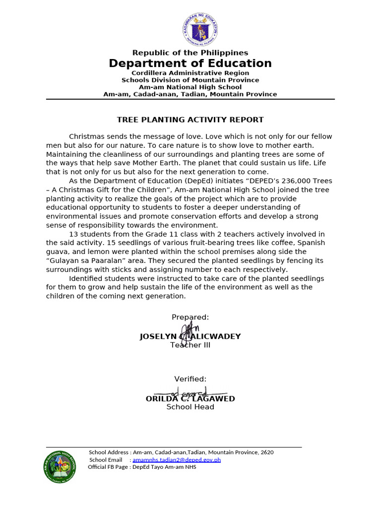 Tree Planting Activity | PDF