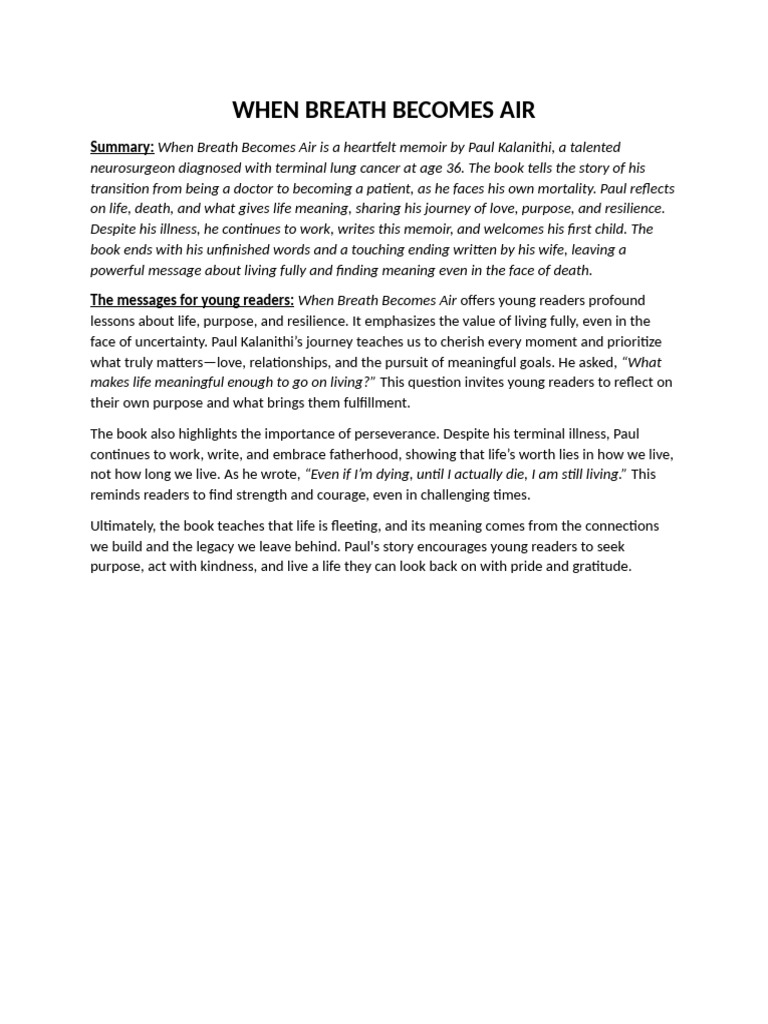 When Breath Becomes Air | PDF