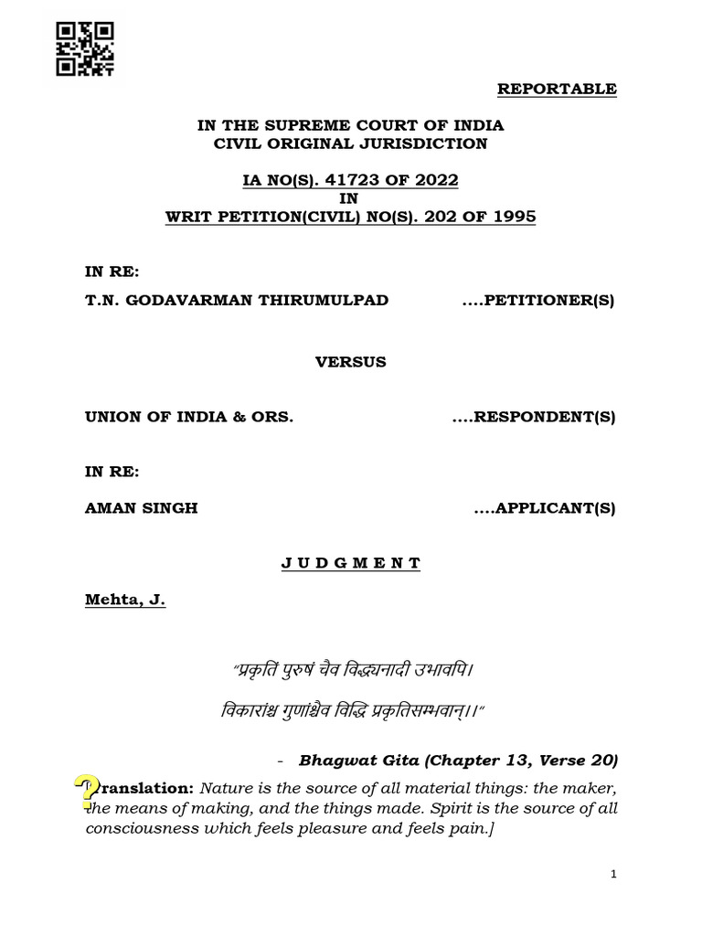 Godavarman Judgment On Orans of Rajasthan 18.12.2024 | PDF | Protected ...