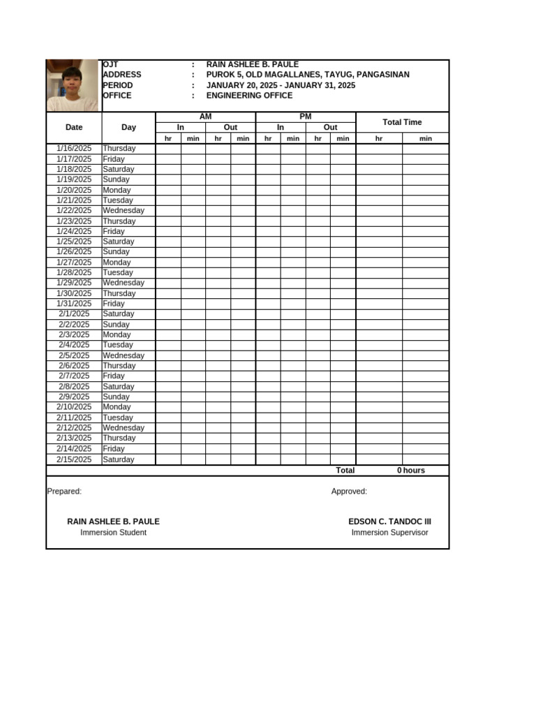 202501201223_OJT_DTR (4) | PDF