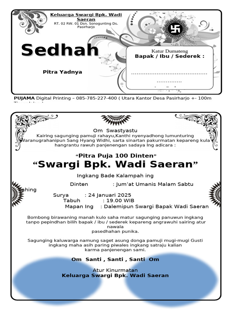 Undangan Pitra Puja Paling Baru | PDF