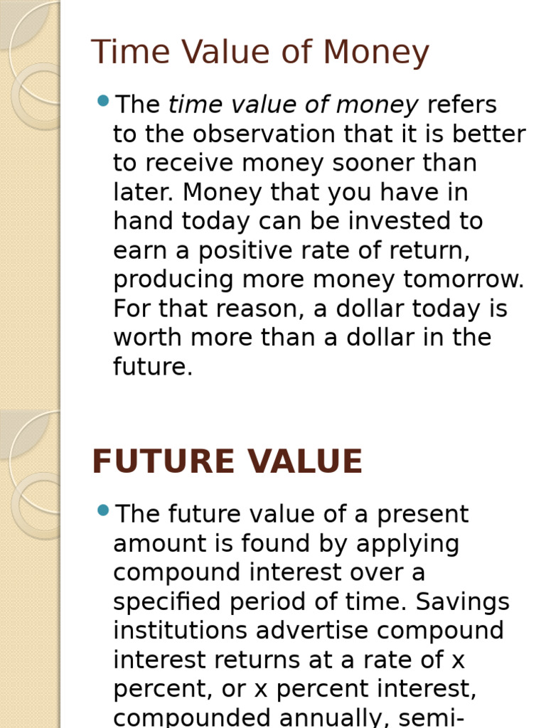 Time Value of Money PPT 1 | PDF | Discounting | Present Value