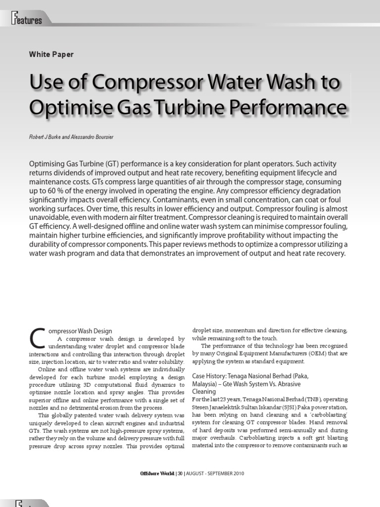 GT Water Wash | PDF | Gas Compressor | Gas Turbine