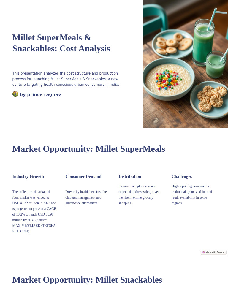 Millet SuperMeals and Snackables Cost Analysis | PDF | E Commerce ...