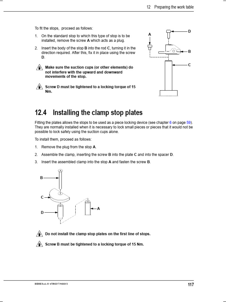 Installing Stops and Clamp Plates | PDF