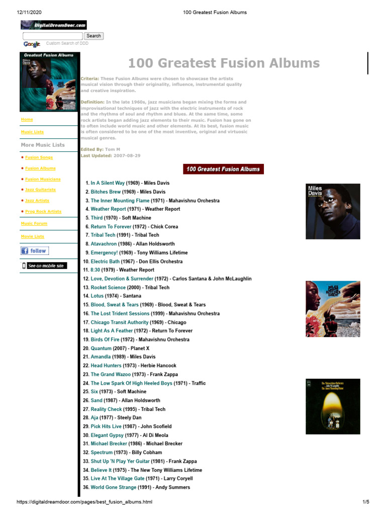 100 Greatest Fusion Albums List | PDF | Jazz | Jazz Musicians
