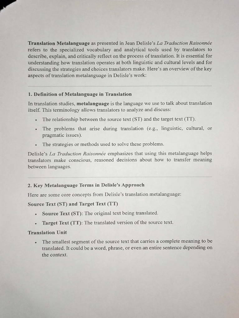 Translation Procedures According To Jean Delisle | PDF