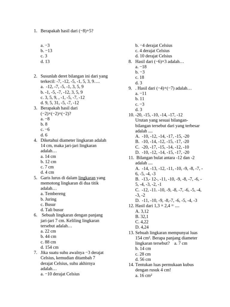 Uas Kelas 6 Semester 1 | PDF