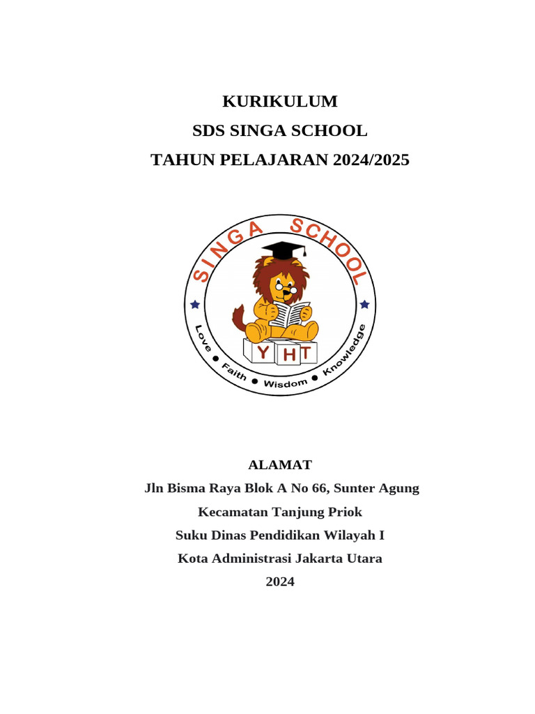 Kurikulum SDS Singa School 2024/2025 | PDF