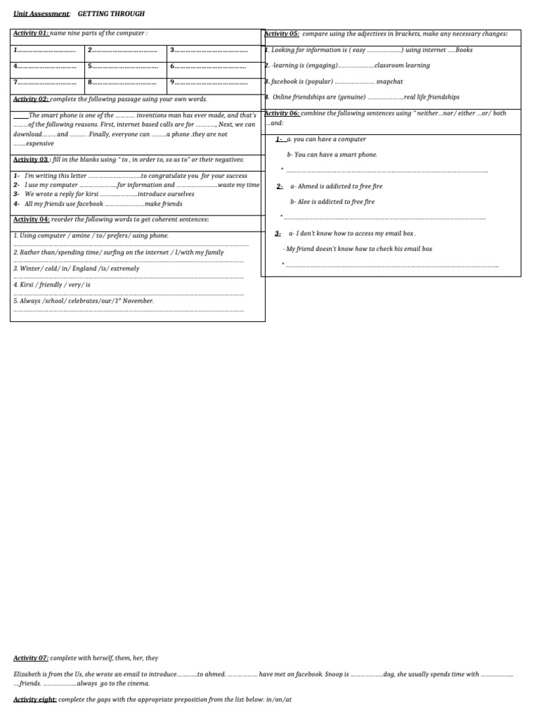 Computer and Social Media Skills Assessment | PDF
