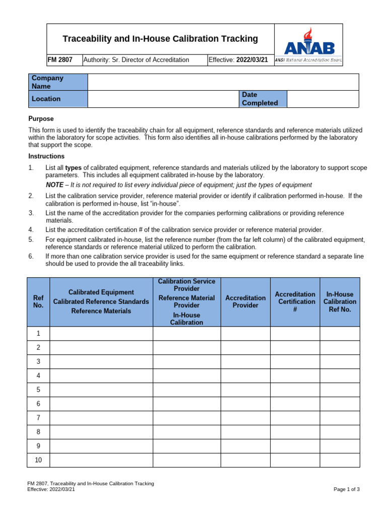 FM 2807 Traceability and In-House Calibration Tracking-8399-4 | PDF ...