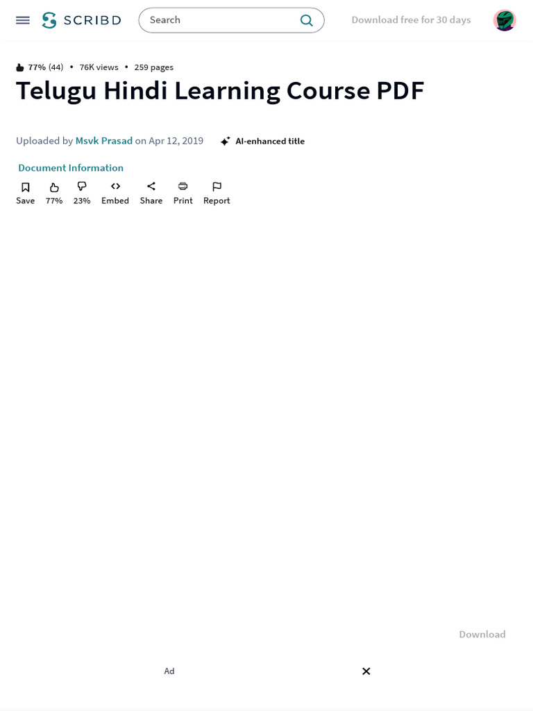 Telugu Hindi Learning Course PDF - PDF | PDF | Scribd