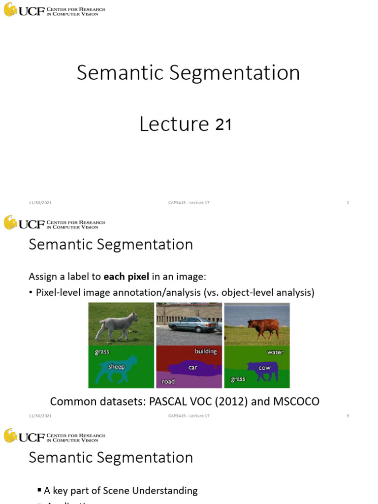 Lecture-21-Semantic-Segmentation | PDF | Image Segmentation | Cognitive Science