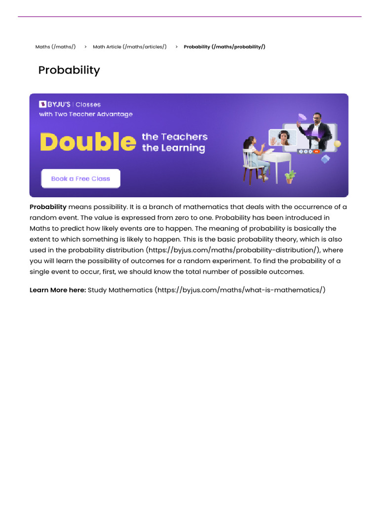Probability in Maths - Definition, Formula, Types, Problems and ... Probability in Maths - Definition, Formula, Types, Problems and ...