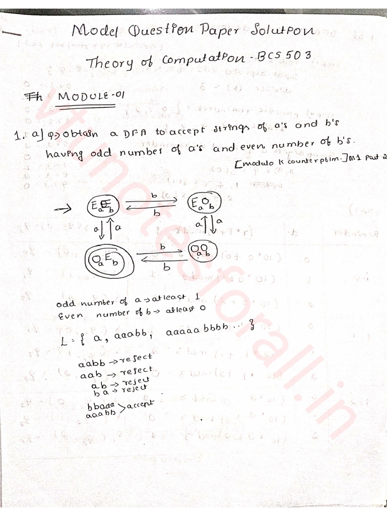 TOC Model QP Solutions BCS503 | PDF