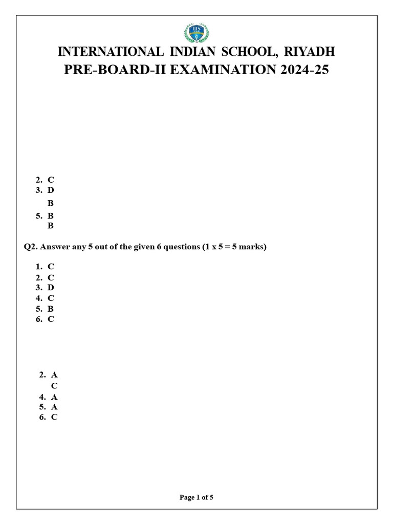 Class IX Answer Key Per Board II | PDF | Immune System | Infection