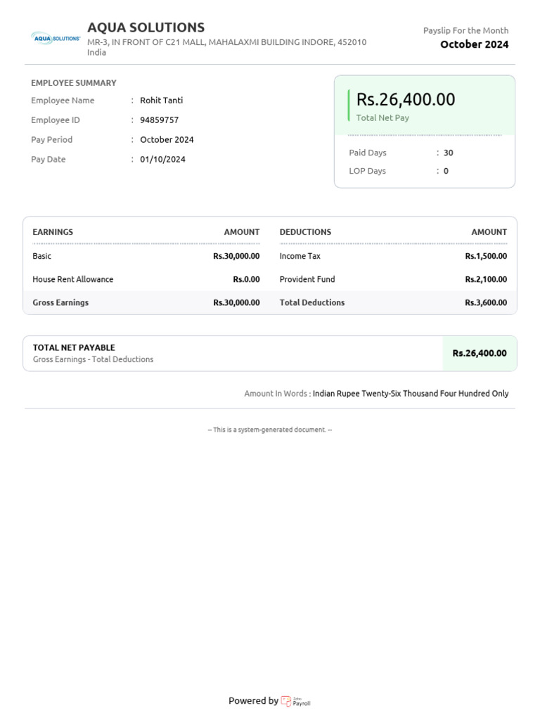 October Payslip | PDF