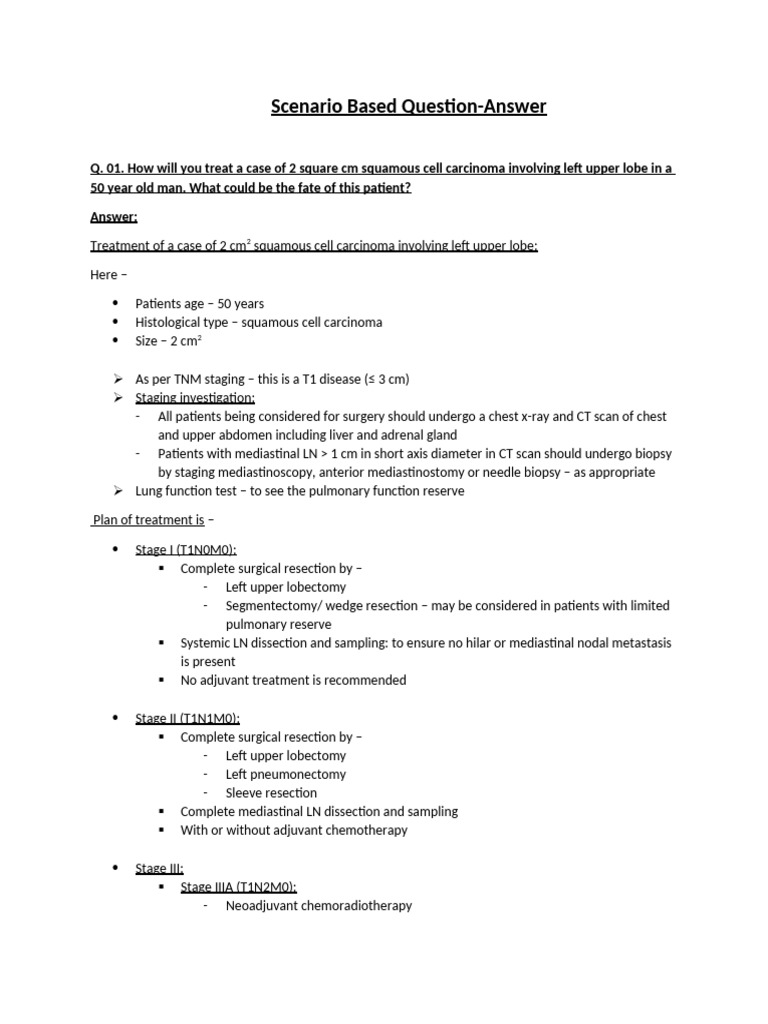 Scenario Based Question-Answer | PDF | Lung Cancer | Carcinoma