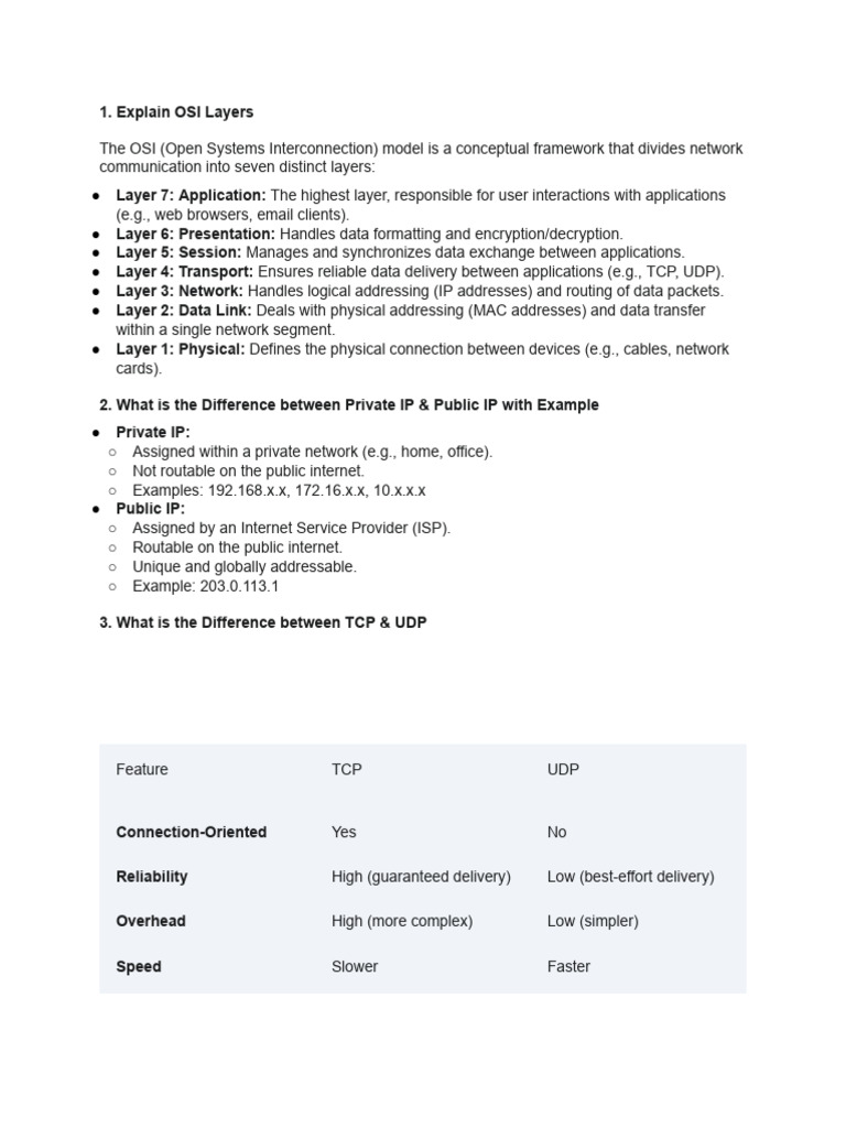 Explain OSI Layers - 2. What Is The Difference... | PDF | Domain Name System | Osi Model
