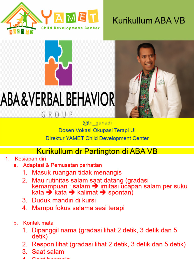 Kurikulum Terapi ABA VB Dr. Partington | PDF