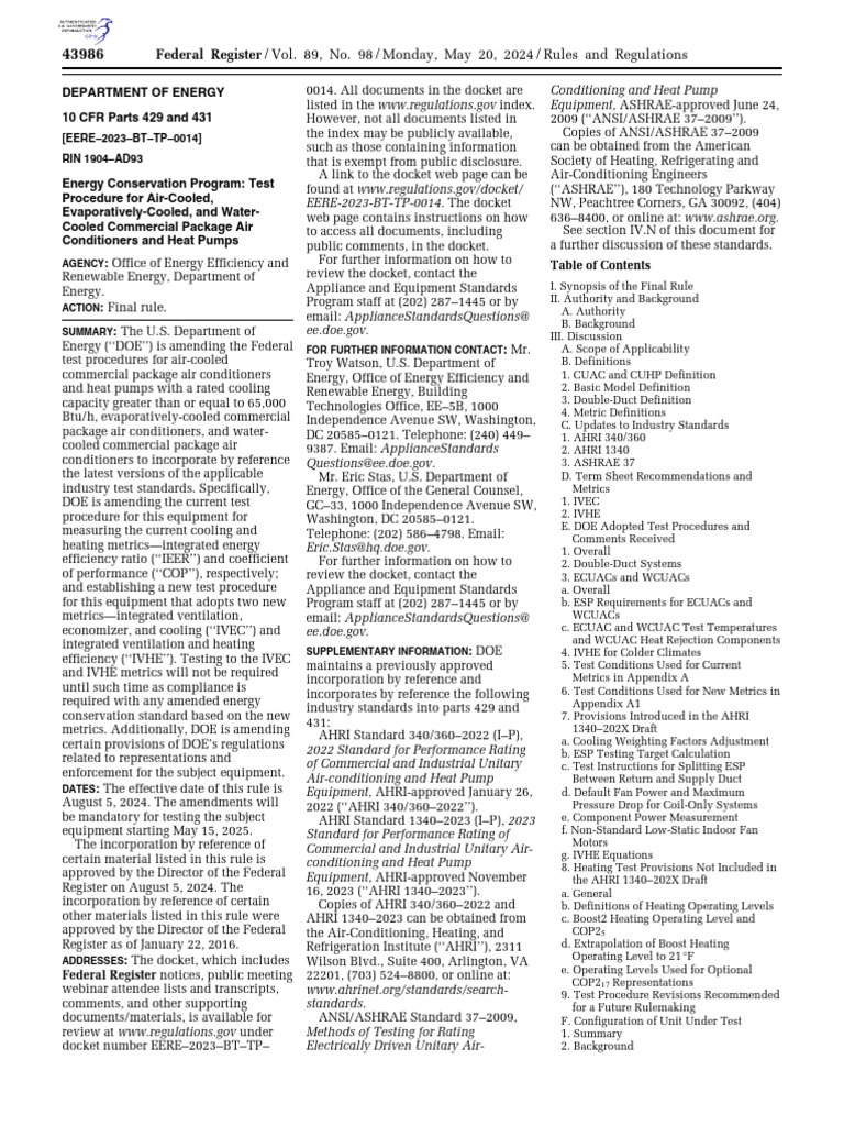 Federal Register / Vol. 89, No. 98 / Monday, May 20, 2024 / Rules and ...