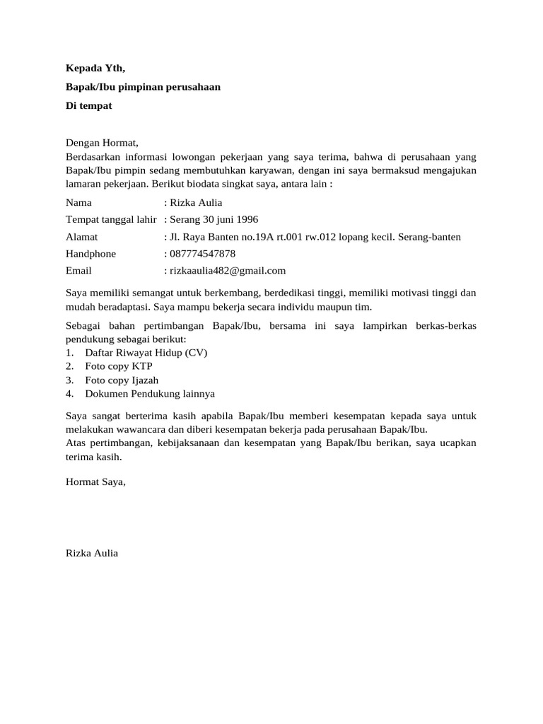 Formal - Surat Lamaran | PDF