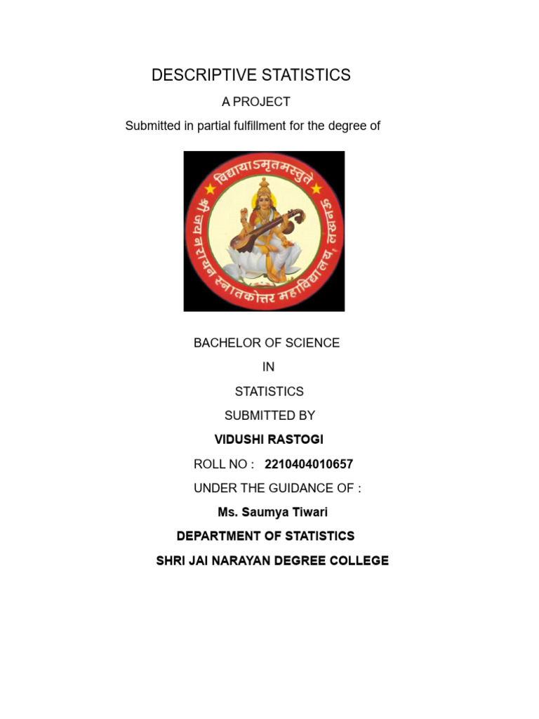 Descriptive Statistics Project Overview | PDF | Mean | Mode (Statistics)