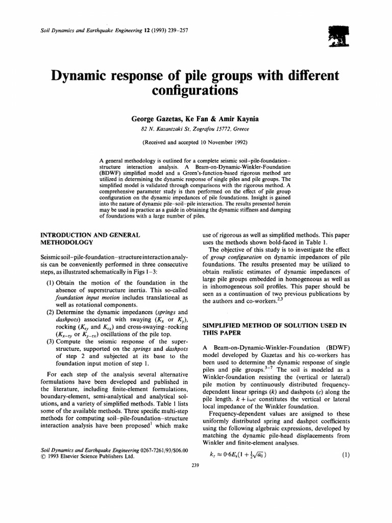1993-SDEE - Dynamic Response of Pile Groups With Different ...