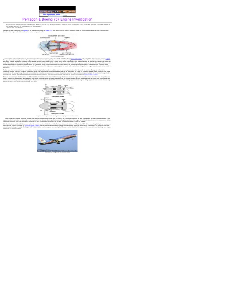Pentagon Boeing 757 Engine Debris Analysis | PDF | Jet Engine ...