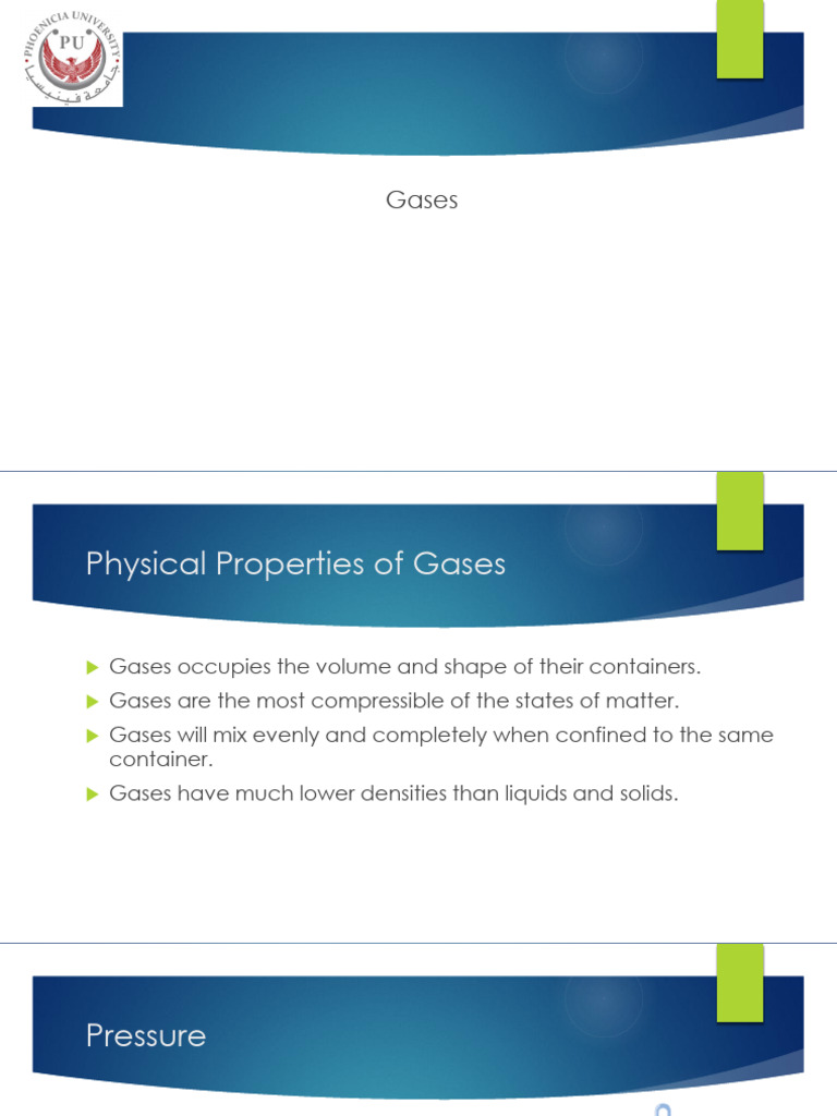 CHEM201 Handout 9 | PDF | Atmospheric Pressure | Gases