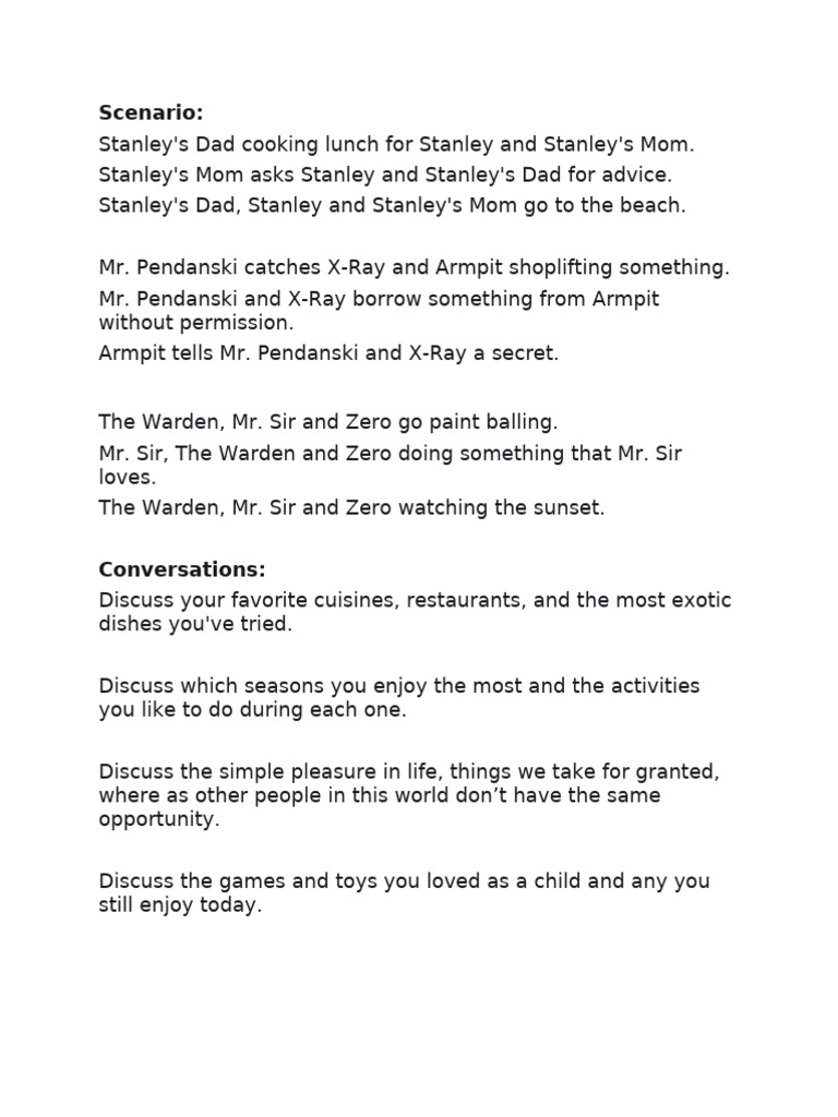 Random Scenarios and Conversations | PDF