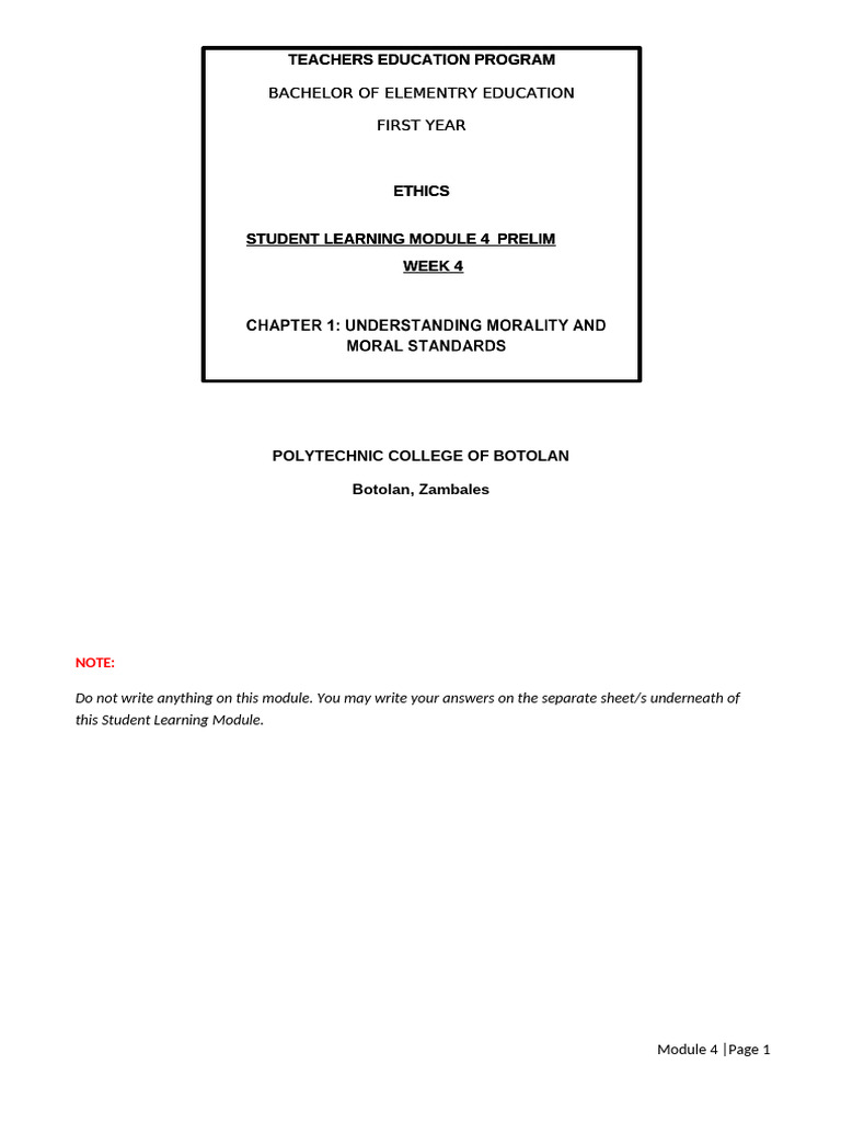 ETHICS-MODULE-4 | PDF | Guilt (Emotion) | Shame