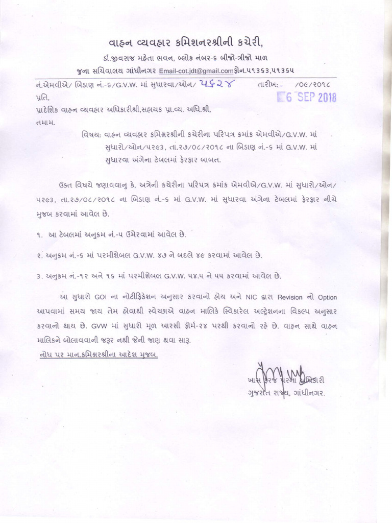 Revised Safe Axle Load Limits For Transport Vehicles Table Chnage ...