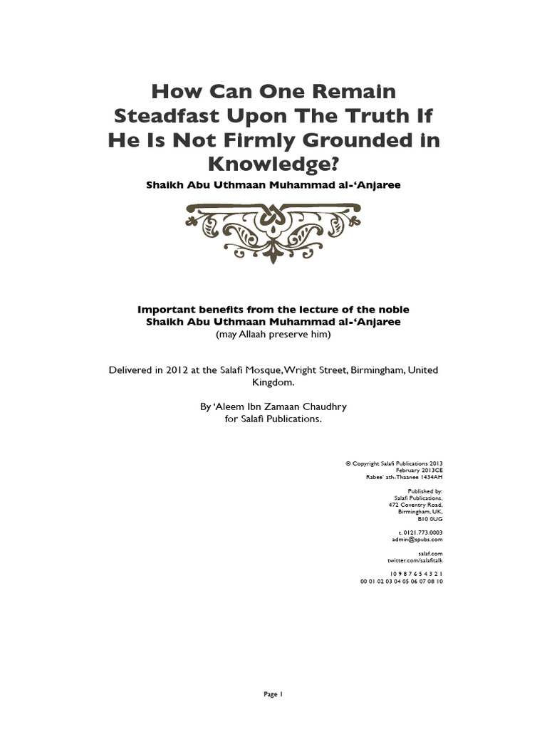 Steadfast On Truth by Shaikh Al-Anjaree | PDF | Muhammad | Prophets And ...
