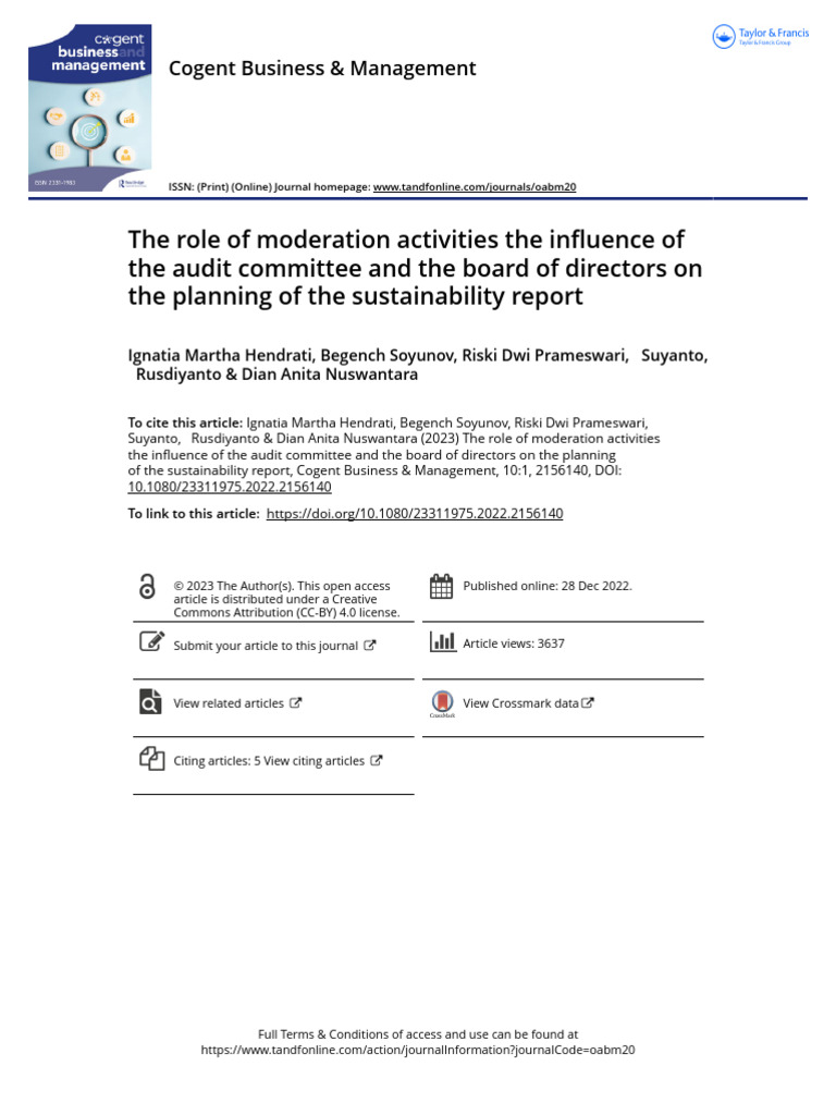 The Role of Moderation Activities The Influence of The Audit Committee ...