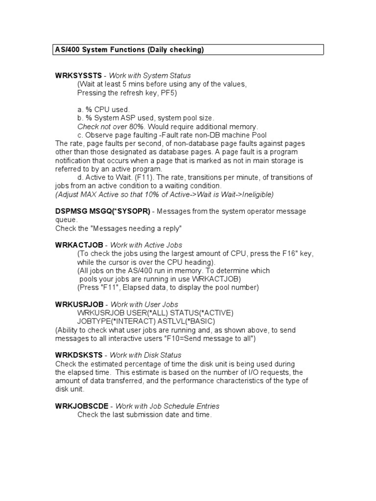 AS400 Daily Admin Commands | PDF | Computer Data Storage | Library (Computing)