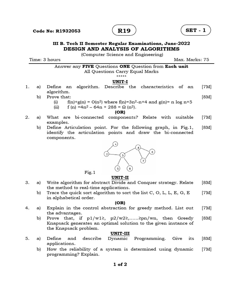 DESIGN-AND-ANALYSIS-OF-ALGORITHMS-JUNE-2022 | PDF | Dynamic Programming | Computational ...
