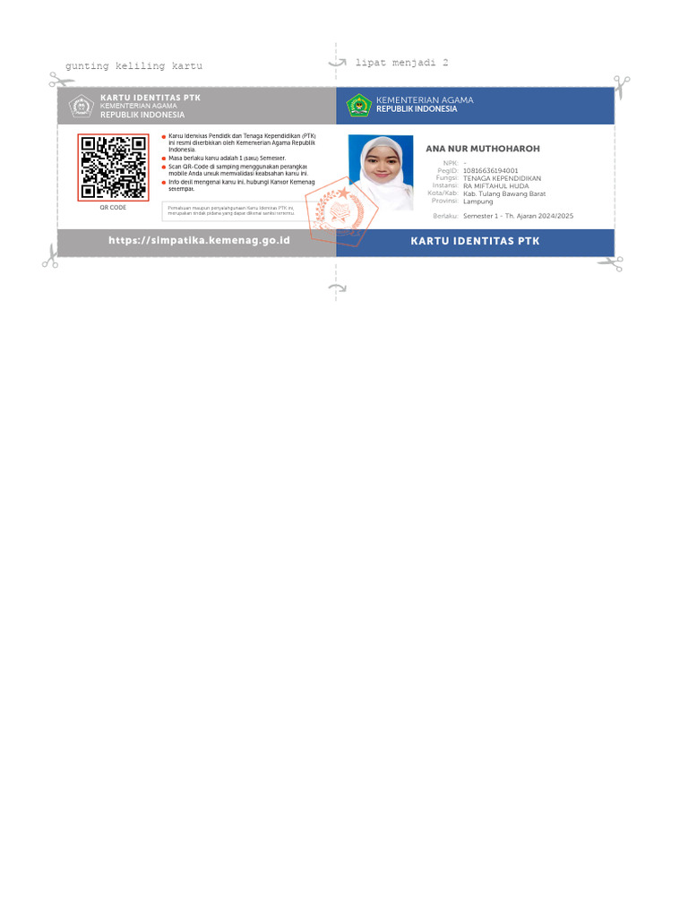 Ana Nur Muthoharoh - Cetak Kartu PTK | PDF