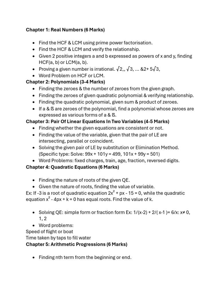 Important Concepts of Chapters It | PDF | Circle | Polynomial
