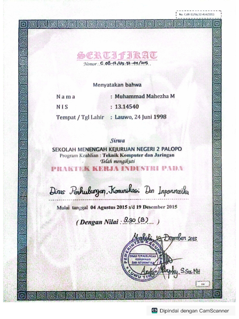 Sertifikat Magang Asli | PDF