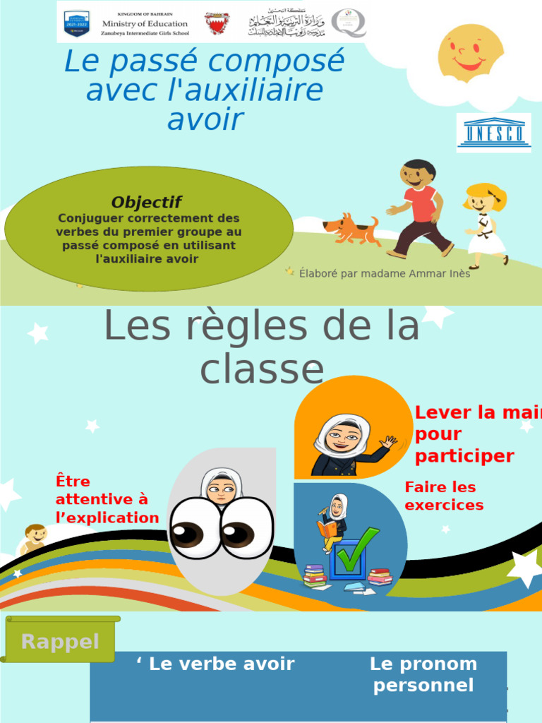 Passé Composé avec l'Auxiliaire Avoir | PDF