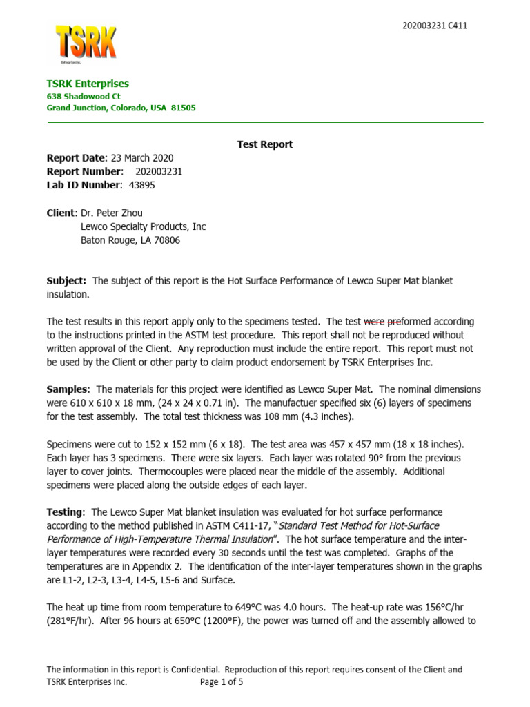 ASTM-C411 Test Report | PDF | Thermal Insulation | Thermocouple