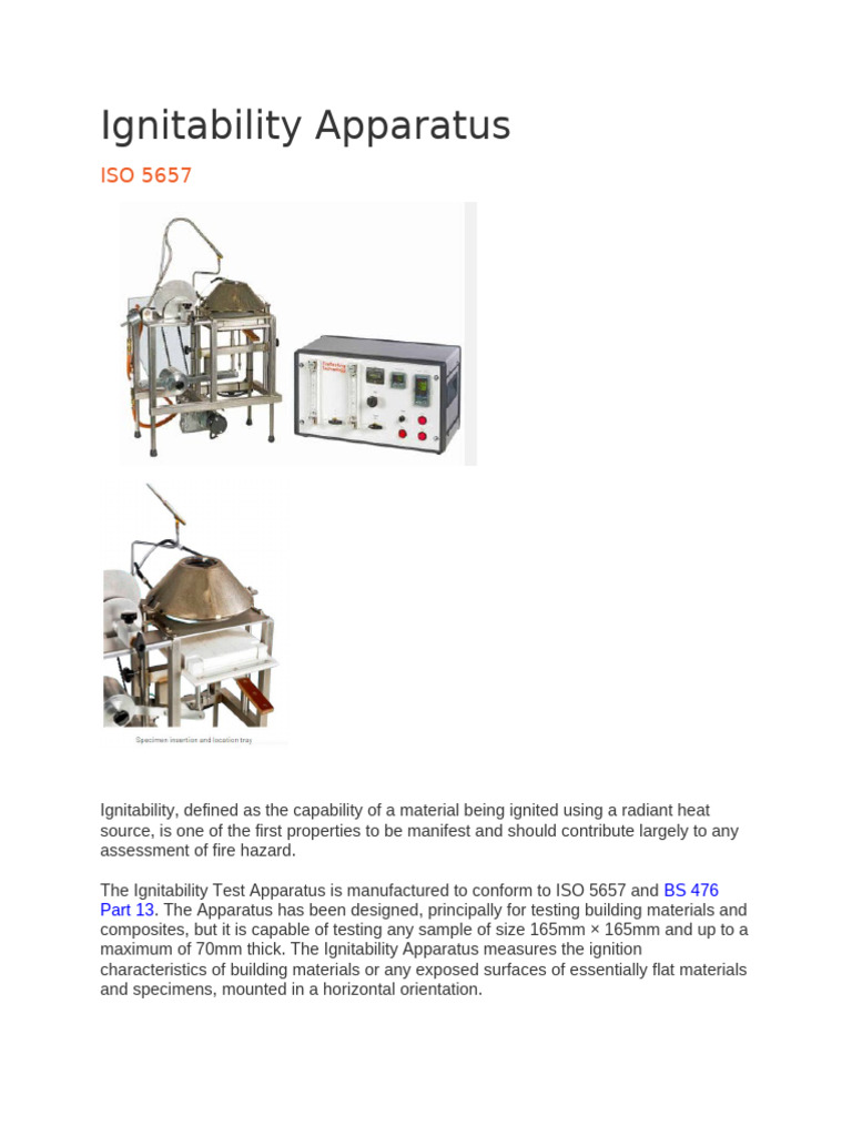 ISO 5657 Ignitability Test Apparatus | PDF