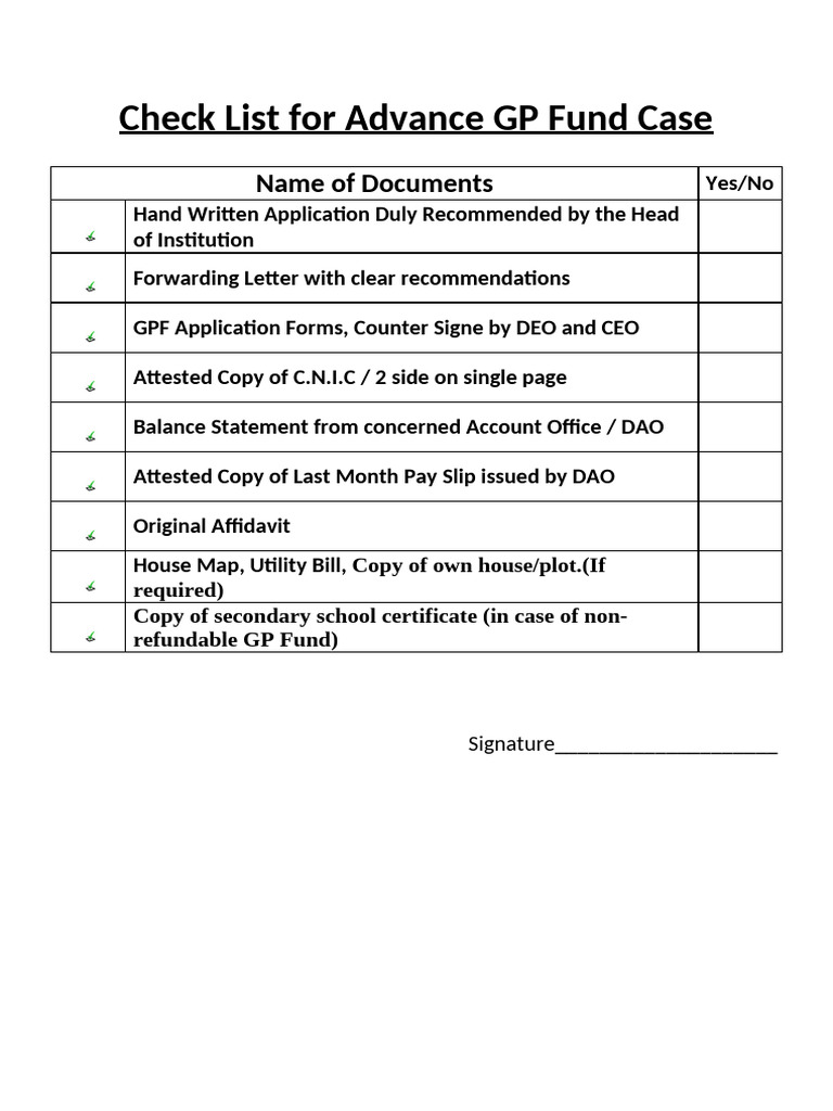 GP Fund Application Checklist | PDF