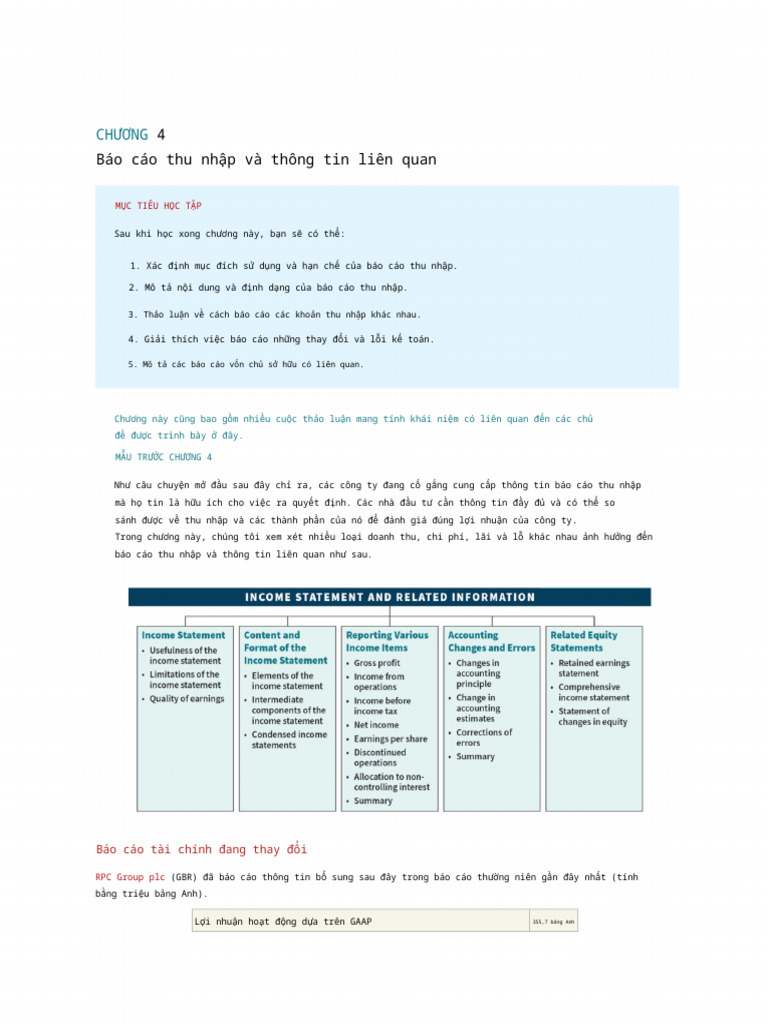 Báo cáo thu nhập và thông tin liên quan 4 | PDF